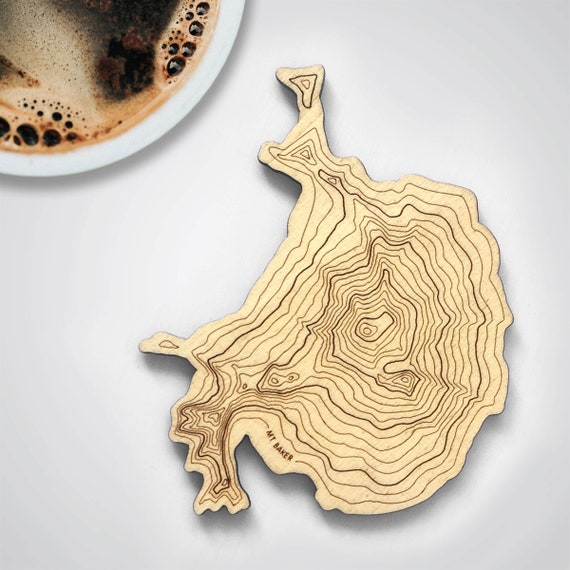 Mt Baker Topographic Map Wooden Coaster Pacific Northwest | Etsy