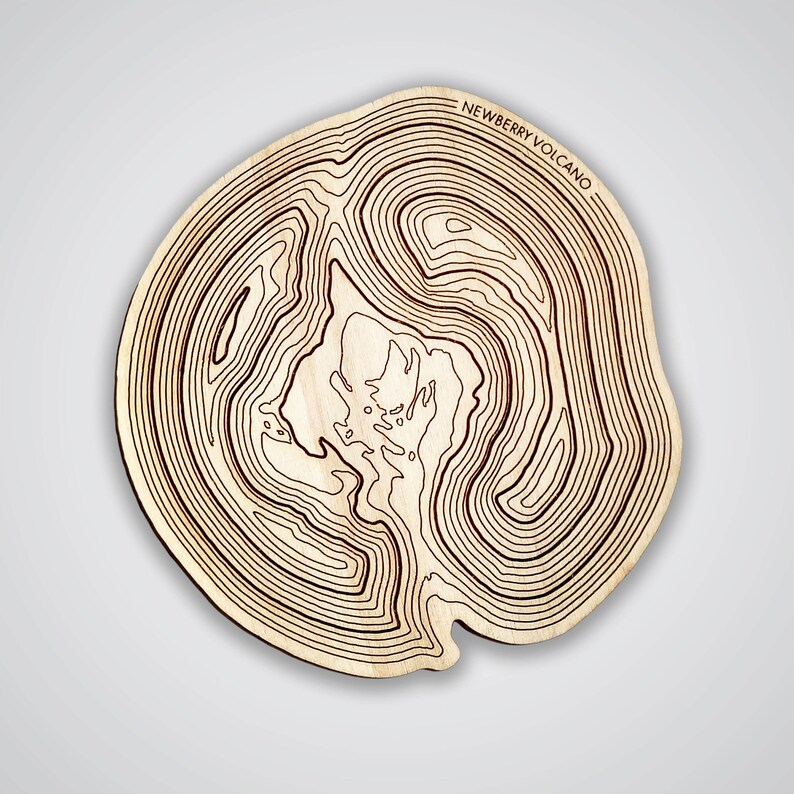 Newberry Volcano Topographic Map Wooden Coaster • Pacific Northwest ...