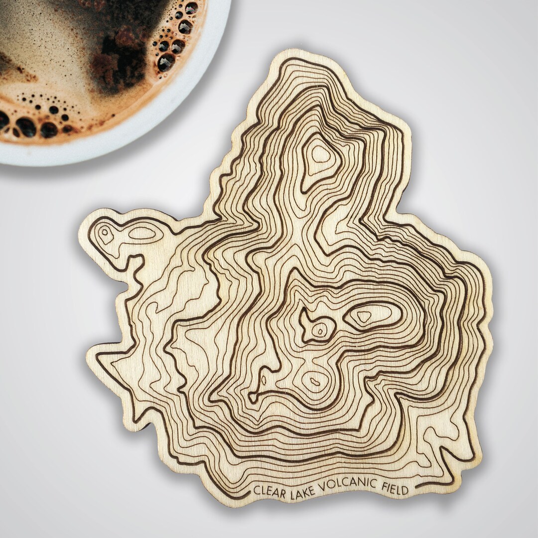 Clear Lake Volcanic Field Topographic Map Wooden Coaster • Pacific ...