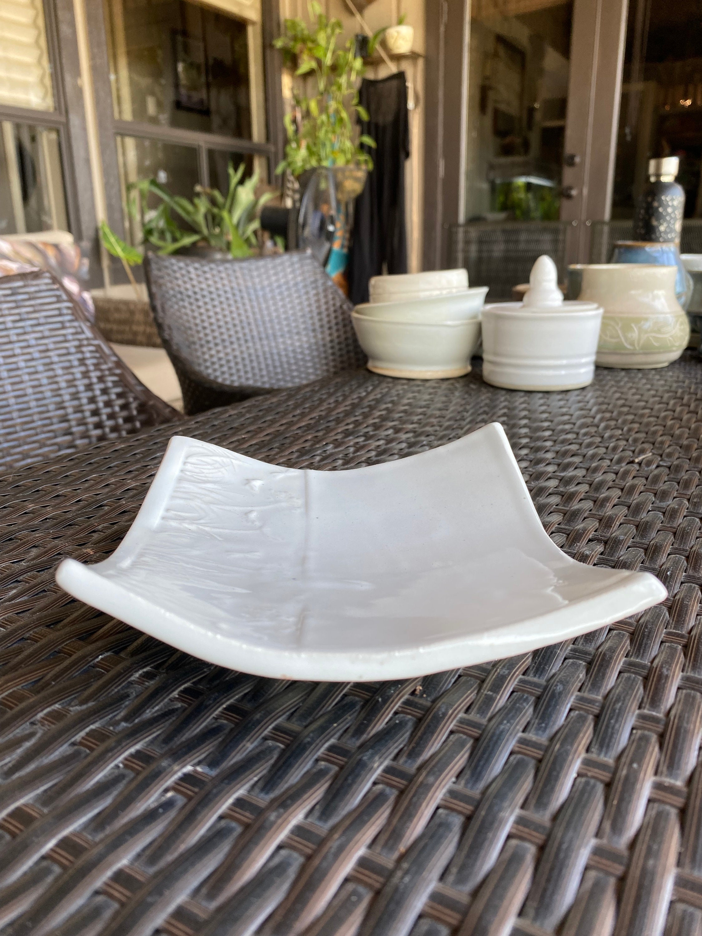 White Ceramic Tray With Feet - Etsy