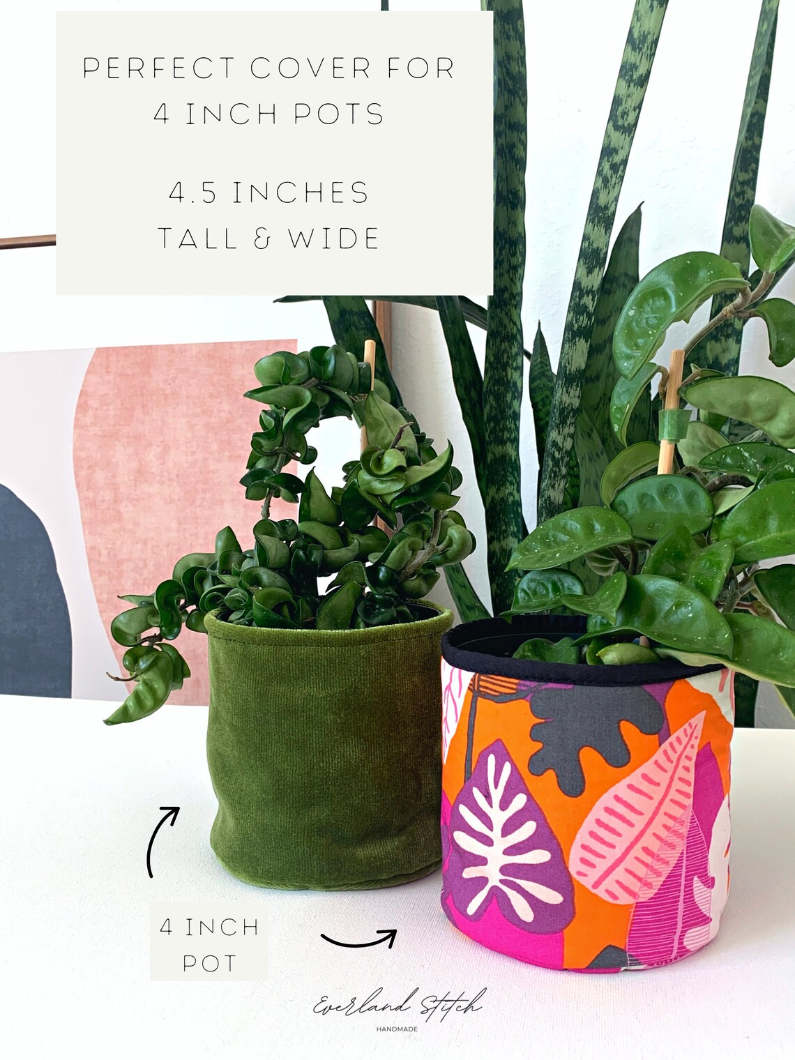 4 Inch Fabric Planter Pot Cover Small Round Storage Basket | Etsy