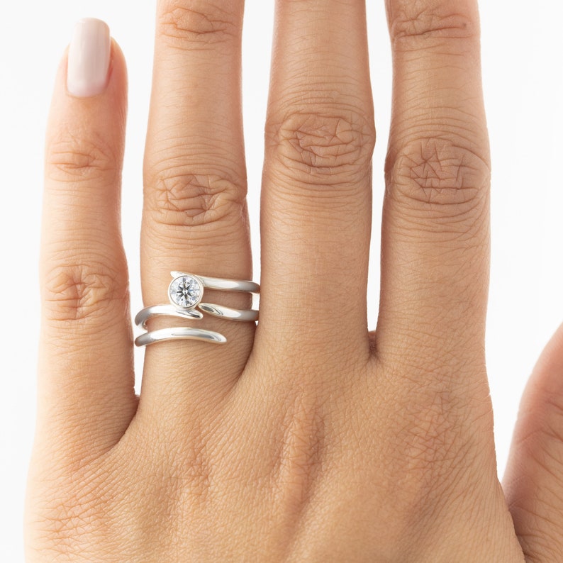 Swirl Solitaire Engagement Ring - Etsy