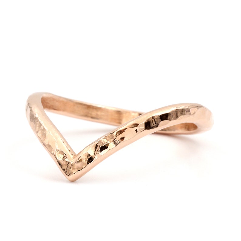 V Ring Hammered Silver and Solid Gold - Etsy