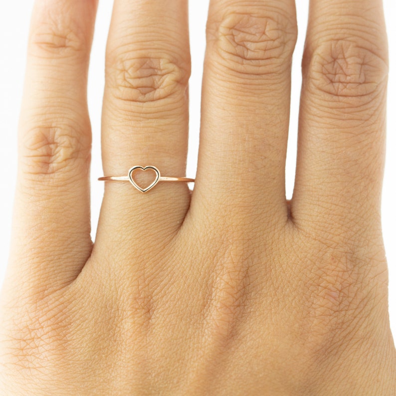 Heart Shaped Dainty Ring - Etsy
