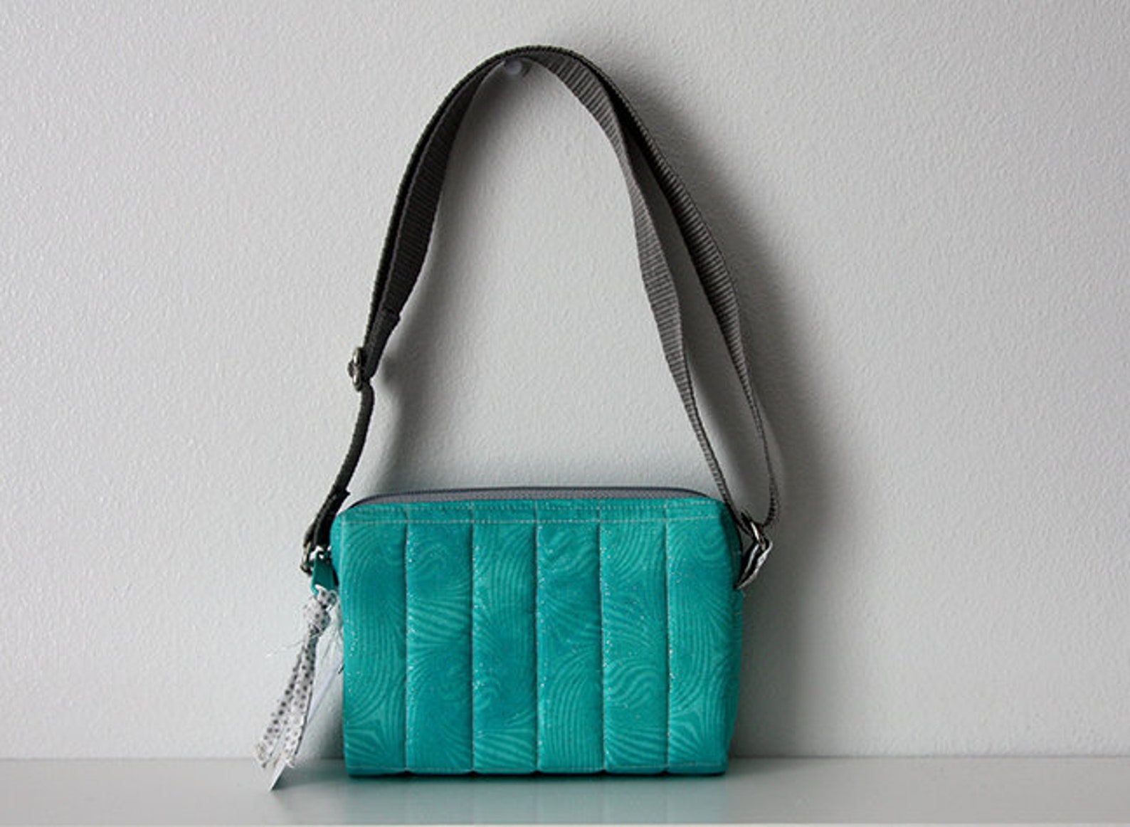 Bolso pequeño acolchado turquesa y gris monedero pequeño - Etsy España