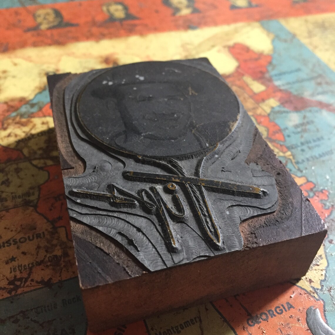 Sale Antique Wood and Metal Printer's Block Unique - Etsy