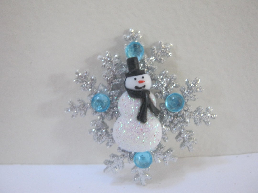 Handmade Christmas Pin Christmas Brooch Snowman Brooch Snowflake Pin ...