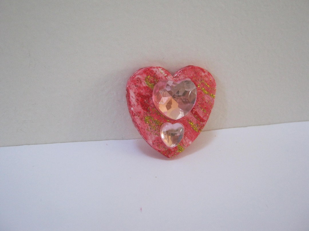 Handmade Pink Heart Pin Handmade Pink Heart Brooch Valentine Brooch ...