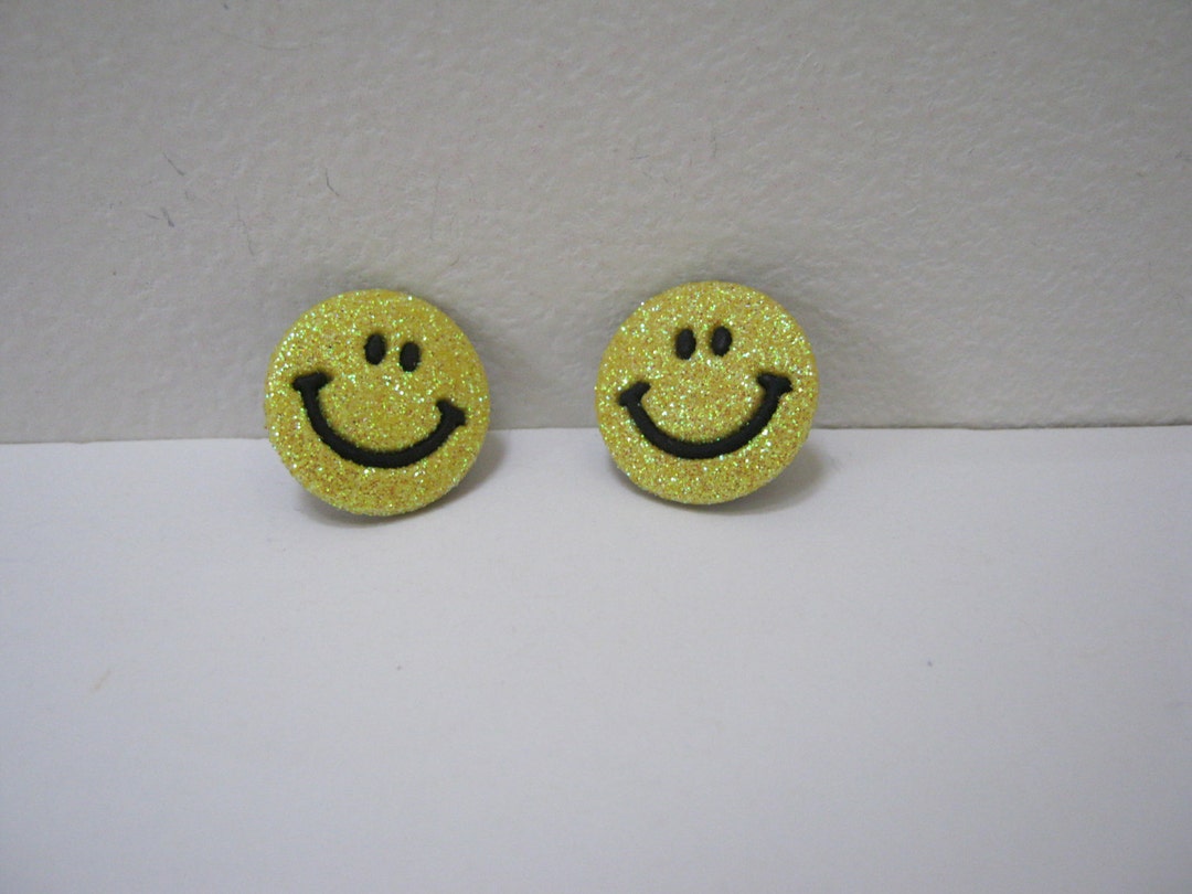 Yellow Smiley Face Earrings Boho Jewelry Hippie Brooch Circle Earrings ...