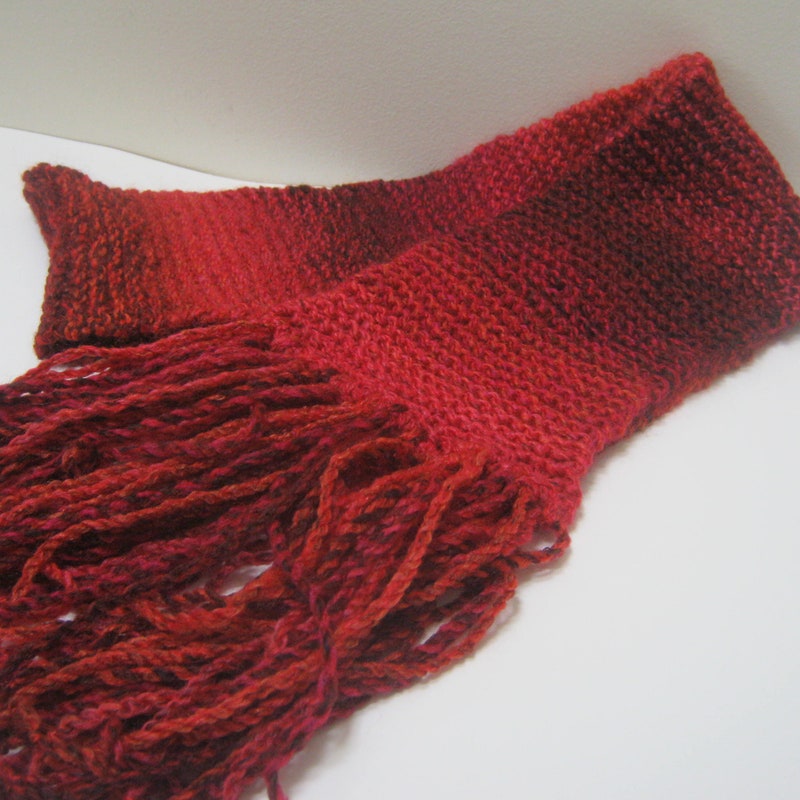 Red Knitted Scarf - Etsy