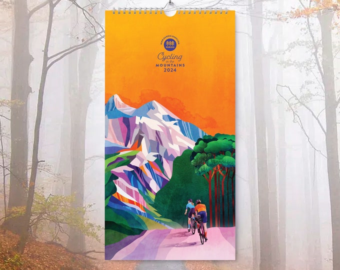 Cycling 2024 Wall Calendar. Illustrated Cycling in the Mountains 2024 ...