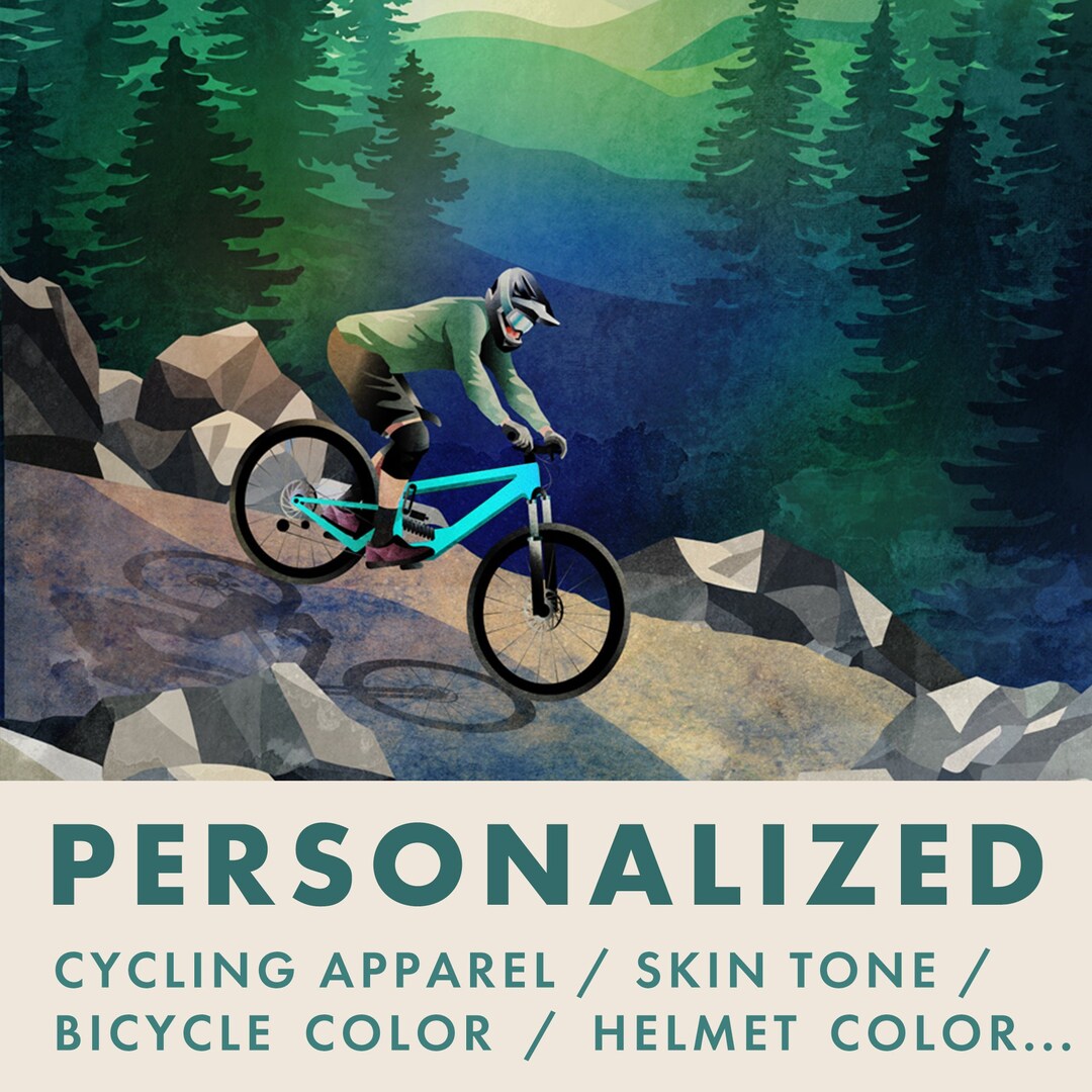 Personalized MTB Art Print. Great Gift for MTB Rider. - Etsy
