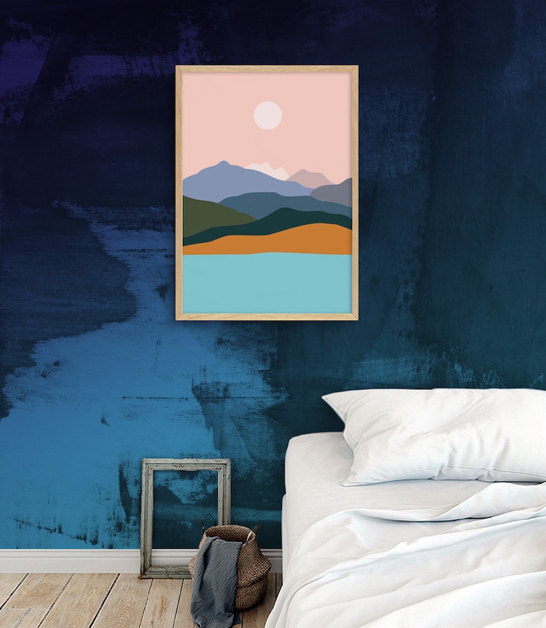 Mountains by the Ocean Art Print: Minimalist Landscape Illustration - Etsy