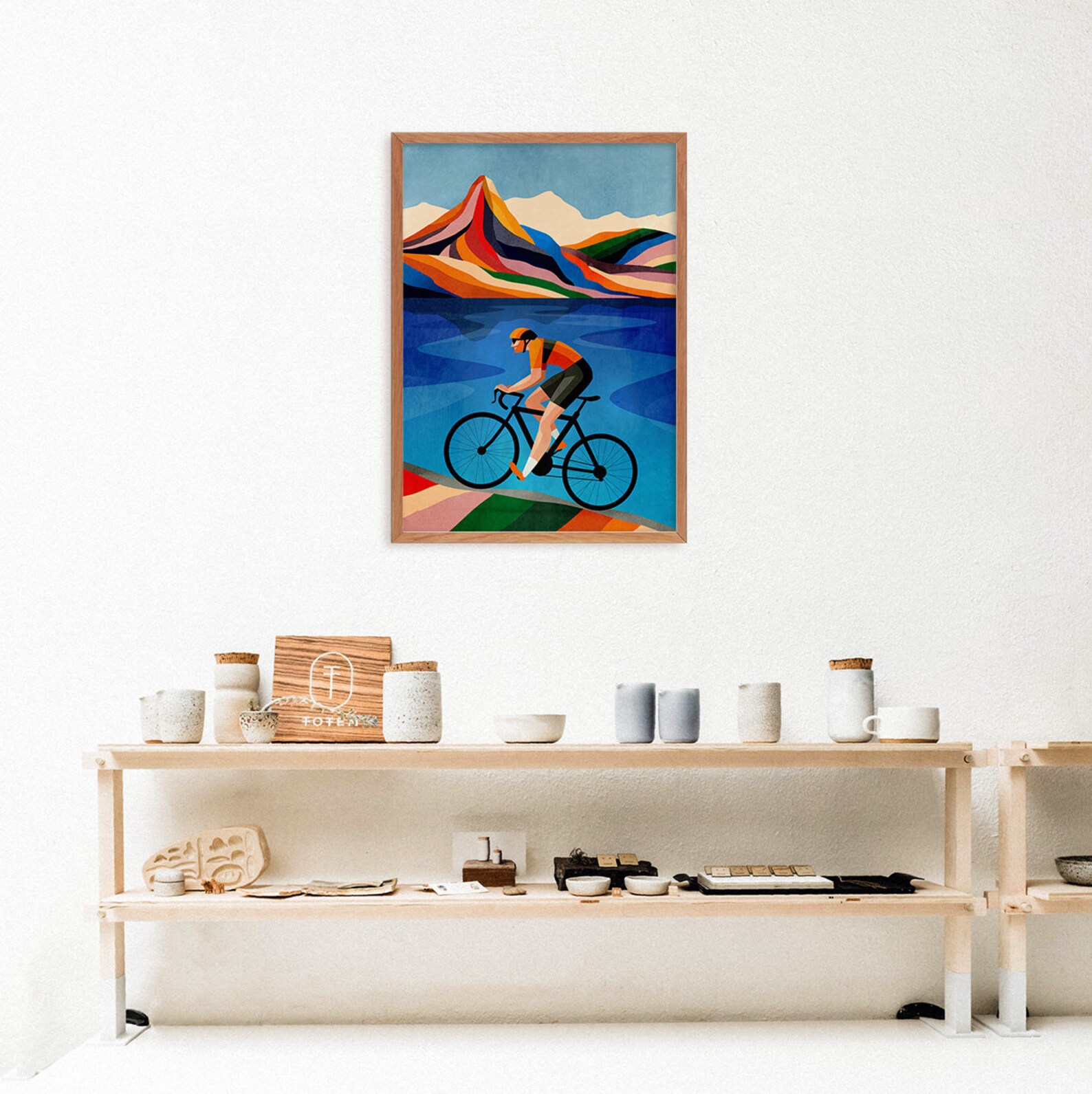 Cycling Landscape Print. Cyclist Ascending in Mountains. Ideal - Etsy