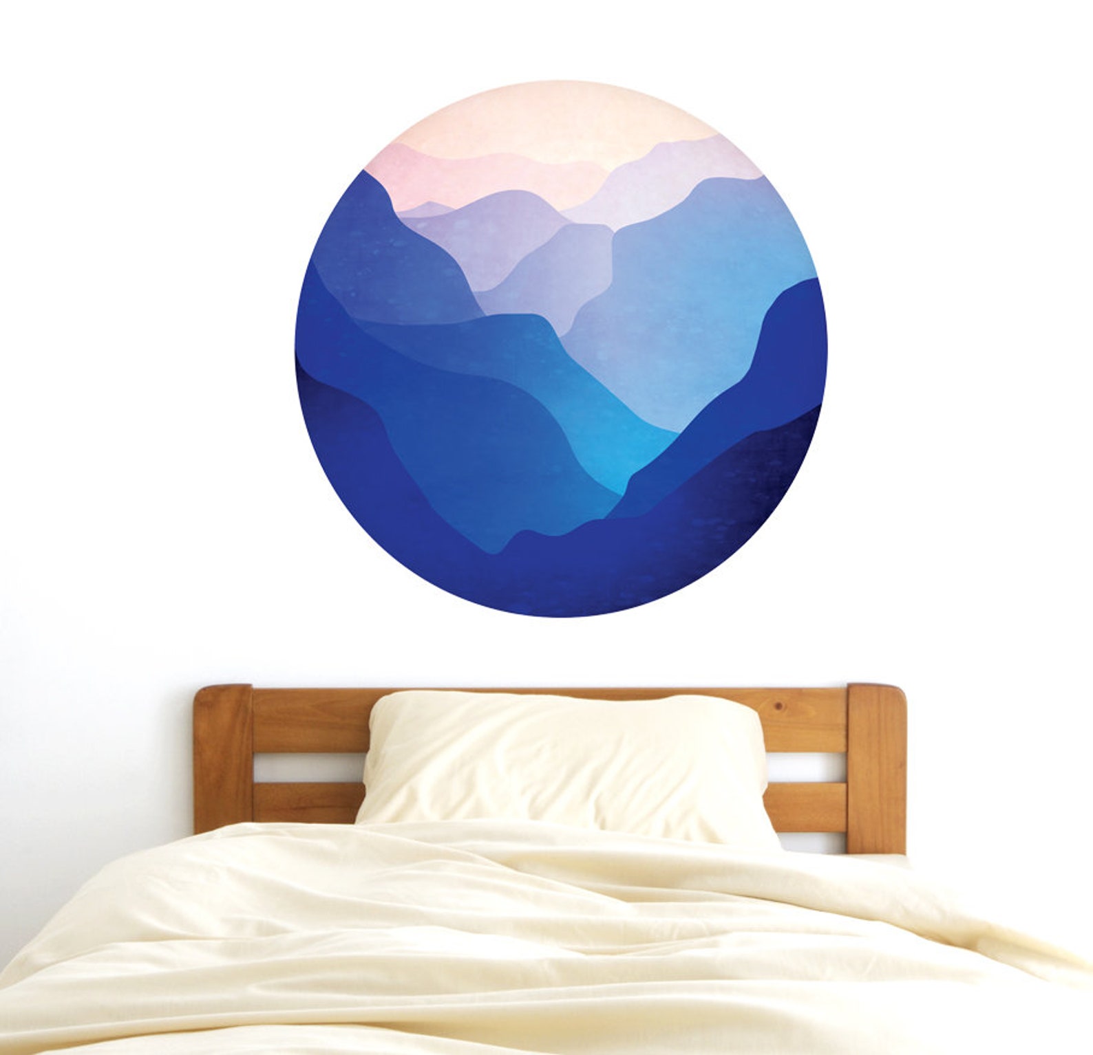 Landscape Wall Decal. Valley With Mountains. Self Adhesive | Etsy