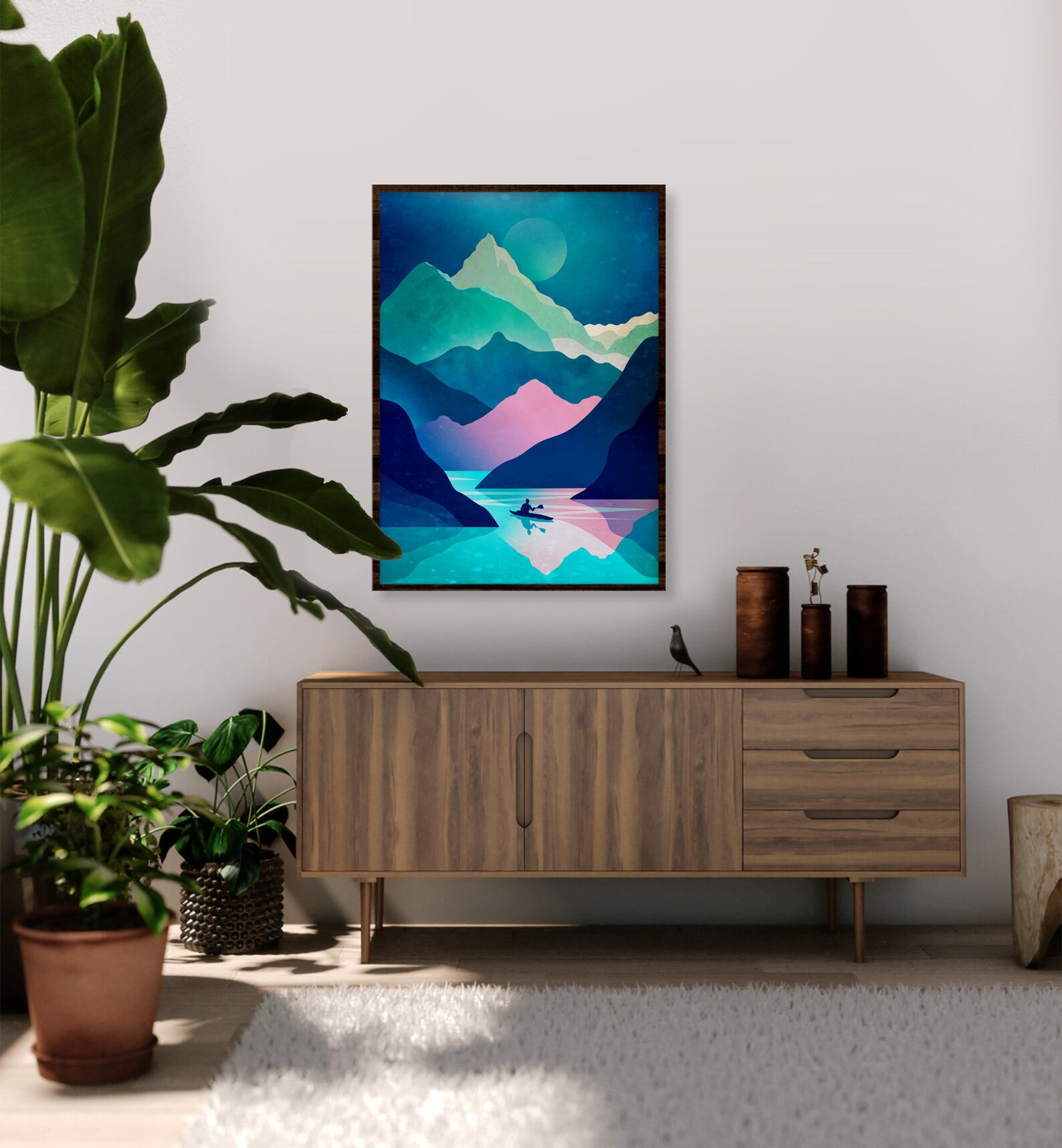 Kayaking Art Print. Kayak Lake and Mountains. Perfect Wall | Etsy