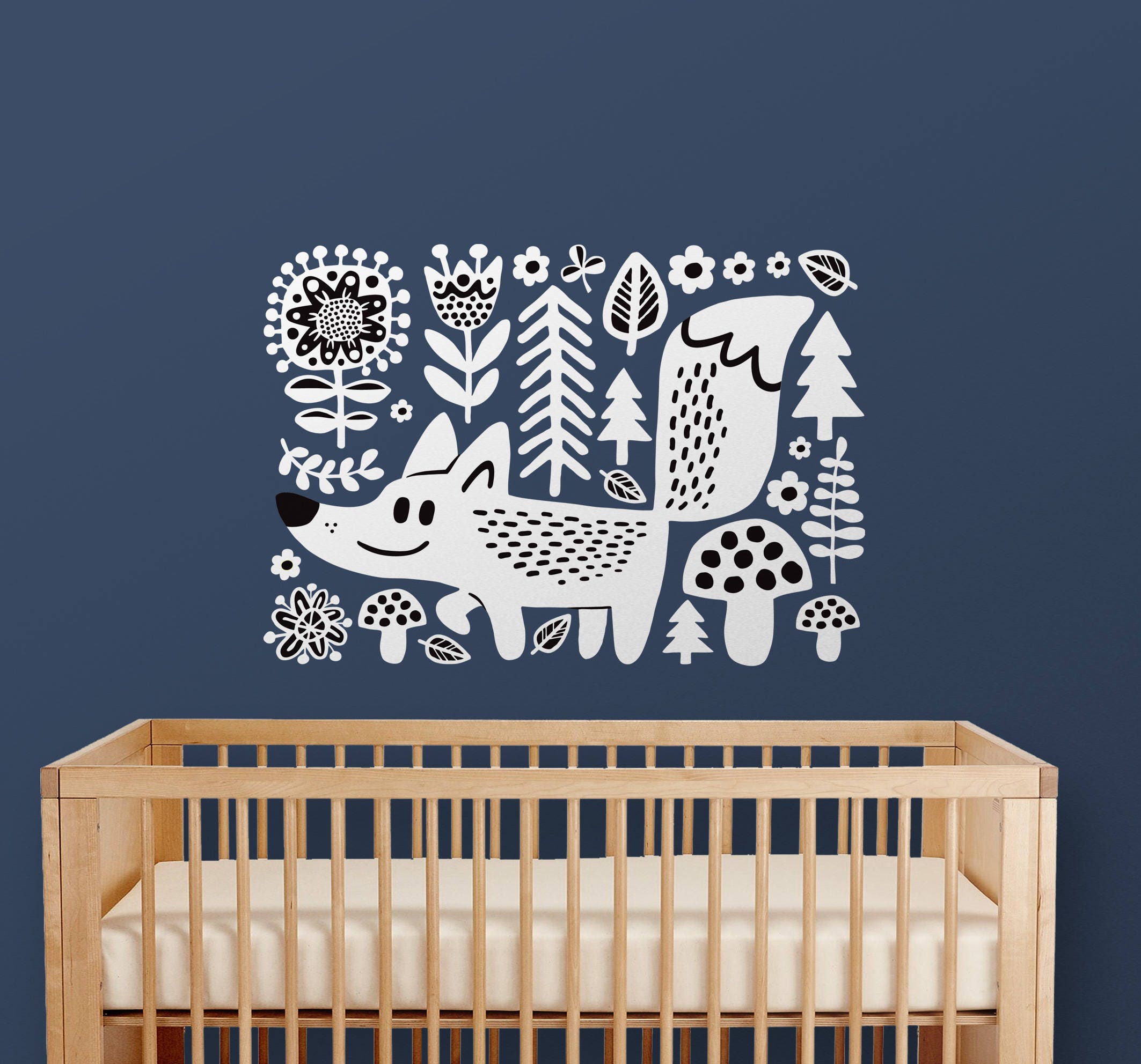 Fox wall sticker. White wall decals with foxy is ideal decoration for ...