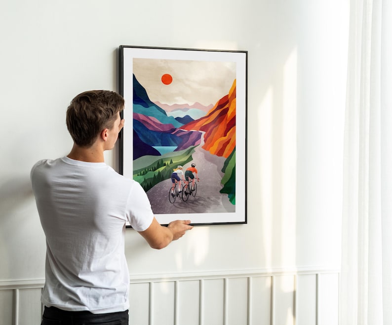 Cycling Art Print Set: Road Bike Illustration. Memory of Your Cycling ...