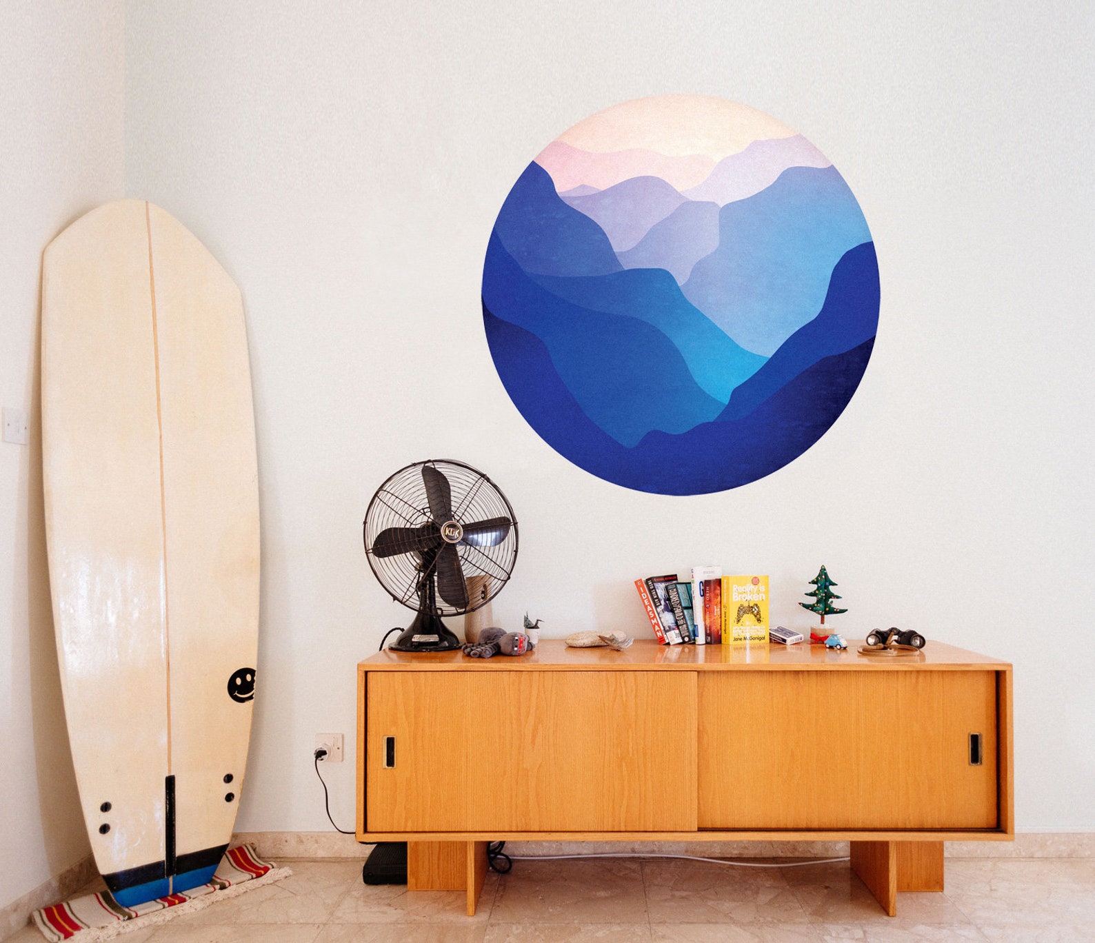 Landscape Wall Decal. Valley With Mountains. Self Adhesive | Etsy