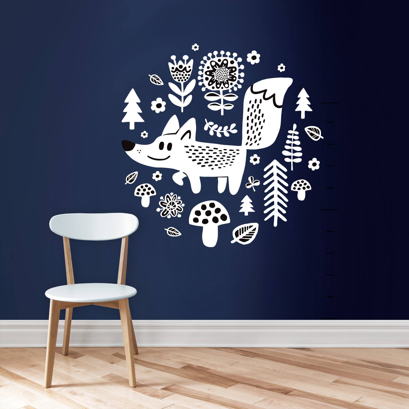 Fox wall sticker. White wall decals with foxy is ideal decoration for ...