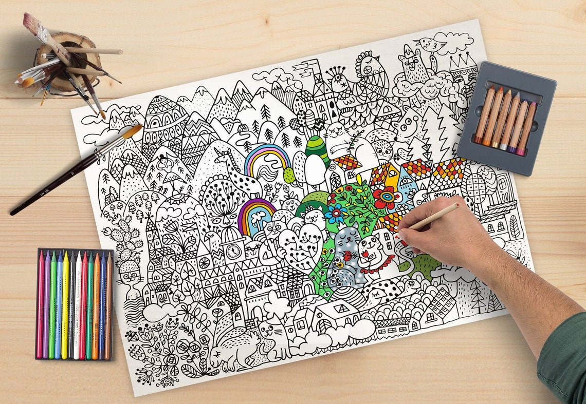 Set of 2 Different Big Size Colouring Pages for Kids. - Etsy