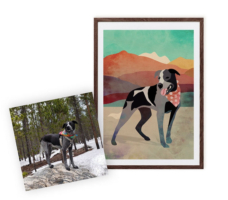 Custom pet portrait illustration. Portrait from photo. | Etsy