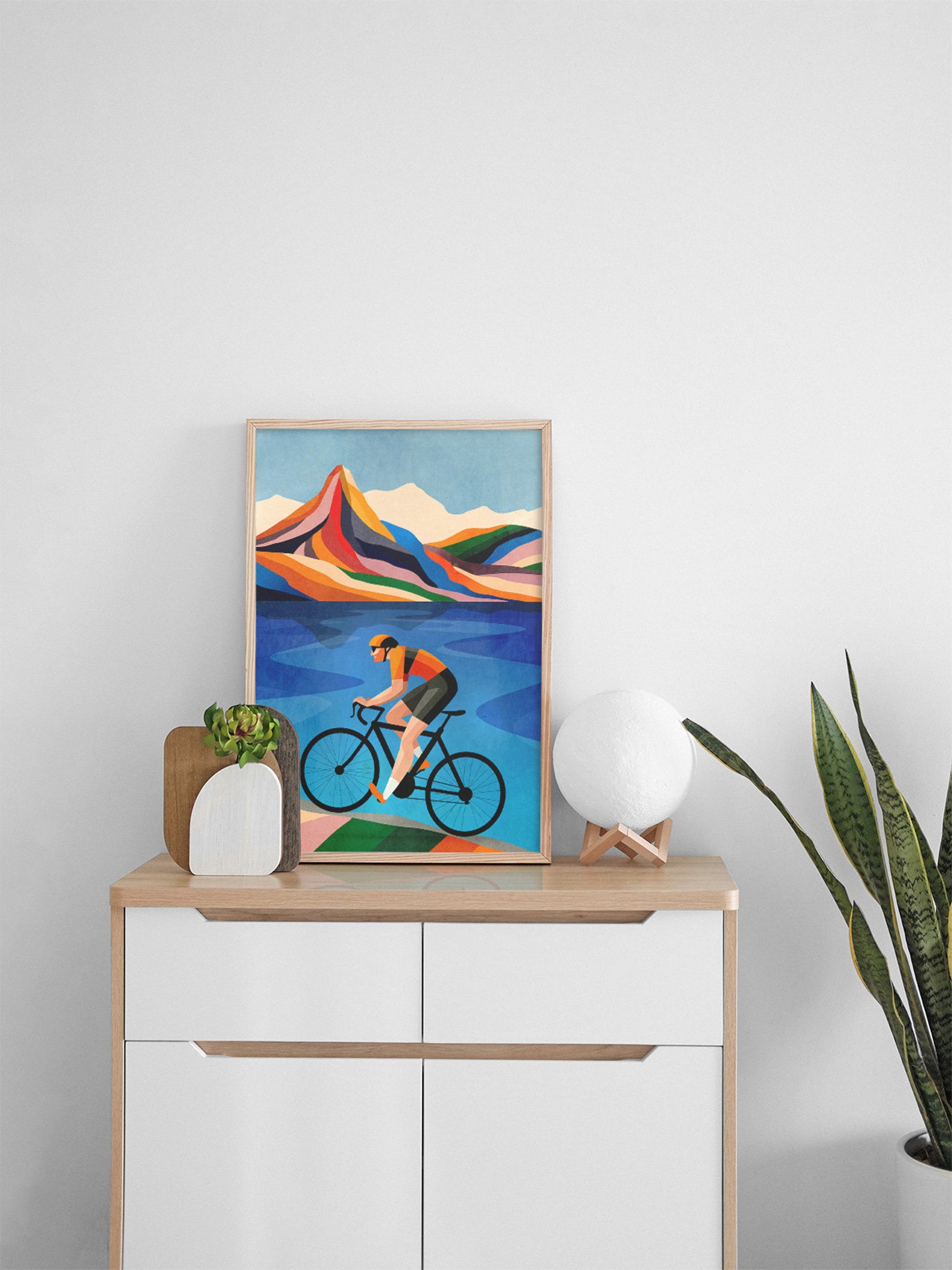 Cycling Landscape Print. Cyclist Ascending in Mountains. Ideal - Etsy