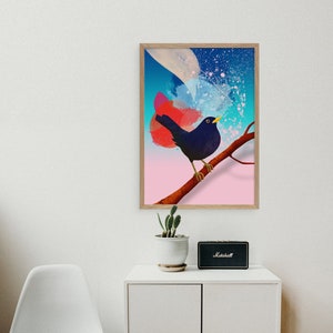 Common Blackbird. Illustration. Printed on Art Paper. - Etsy