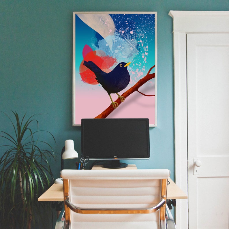 Common Blackbird. Illustration. Printed on Art Paper. - Etsy