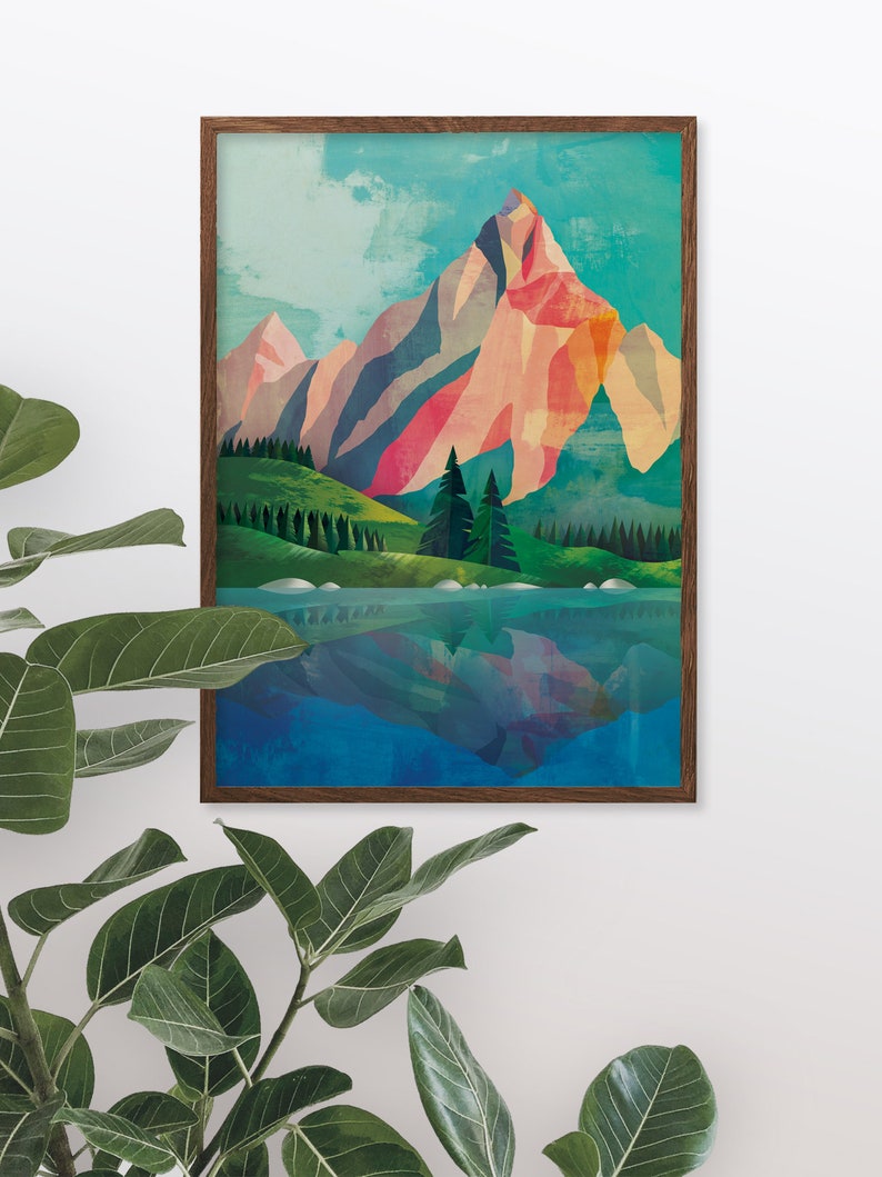 Landscape art print. Mountain print. | Etsy
