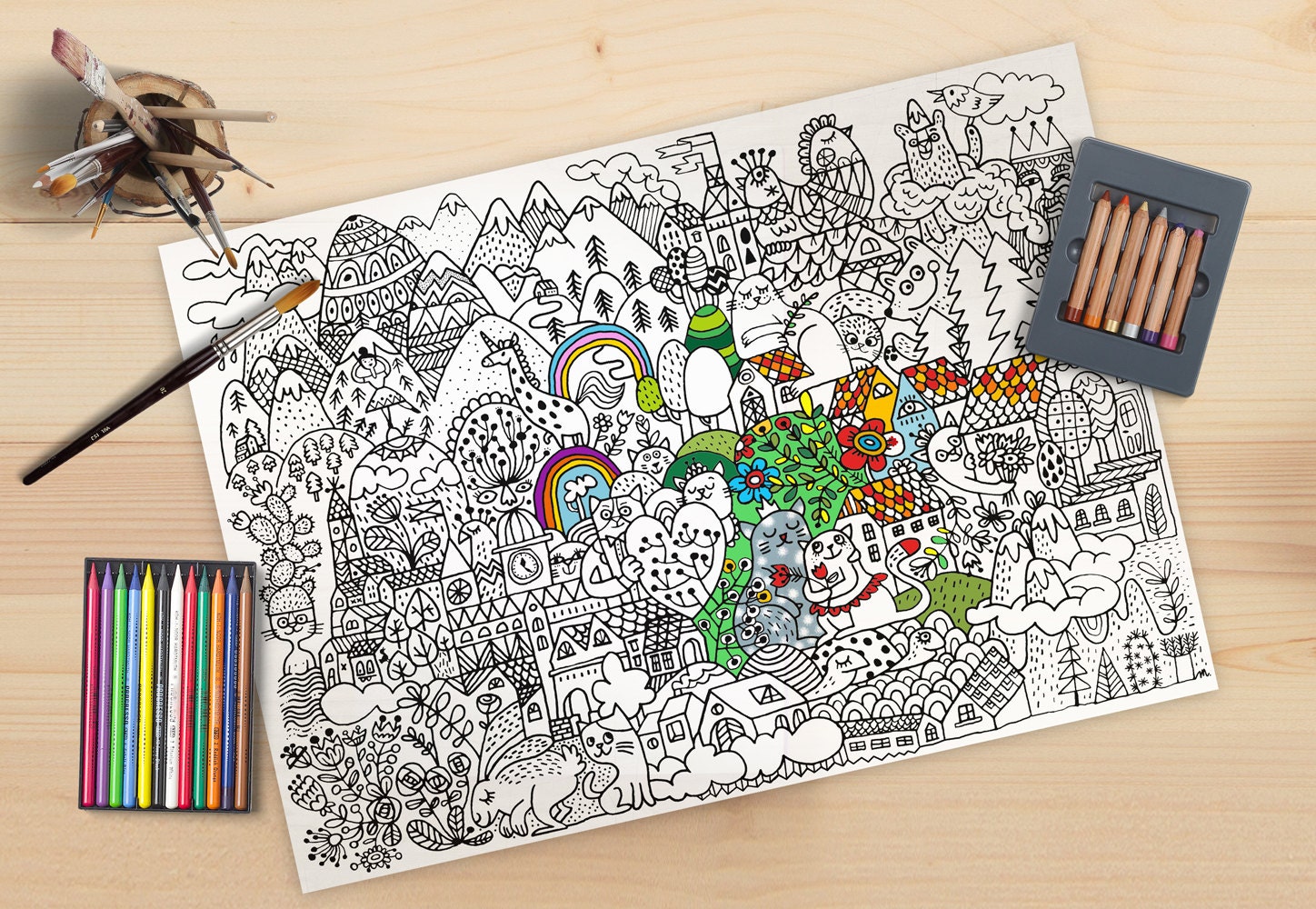 Big size colouring page for kids.