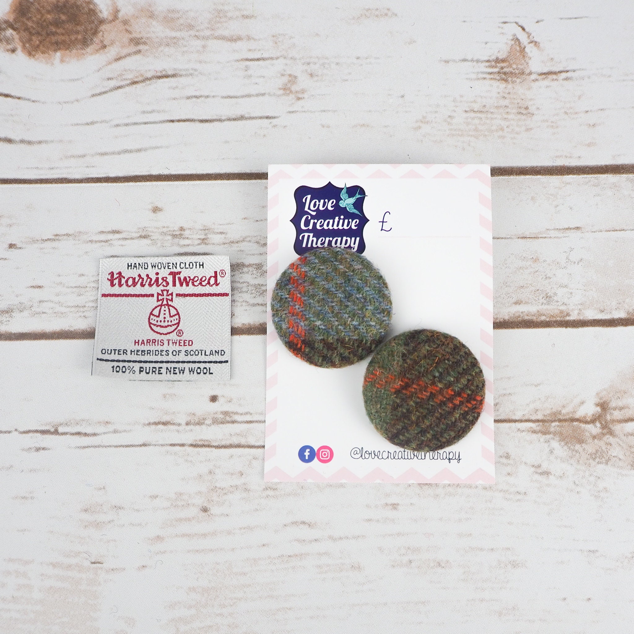 MacLeod Tartan Harris Tweed Covered Buttons - 37mm