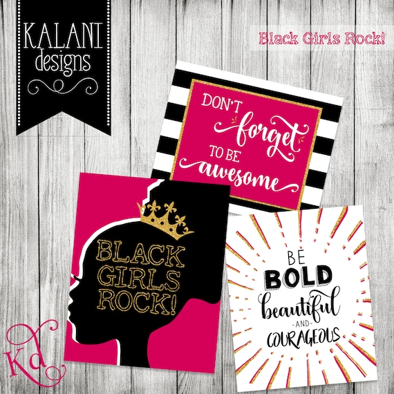 Black Girls Rock Wall Art Party Signs Inspirational | Etsy