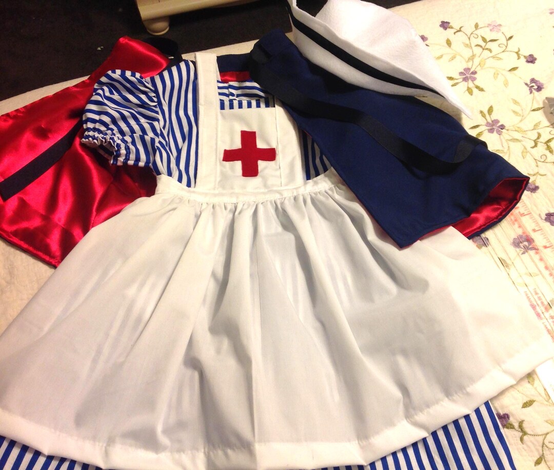 Nurse Nancy, Vintage Nurse Costume: Dress-up Outfit With Cape & Hat - Etsy