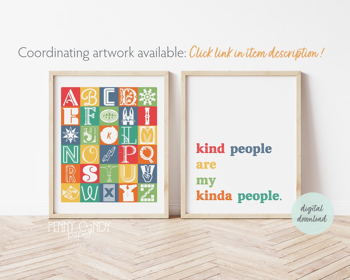 Kids Alphabet Poster, ABC Poster Printable, Colorful Playroom Art, ABC ...