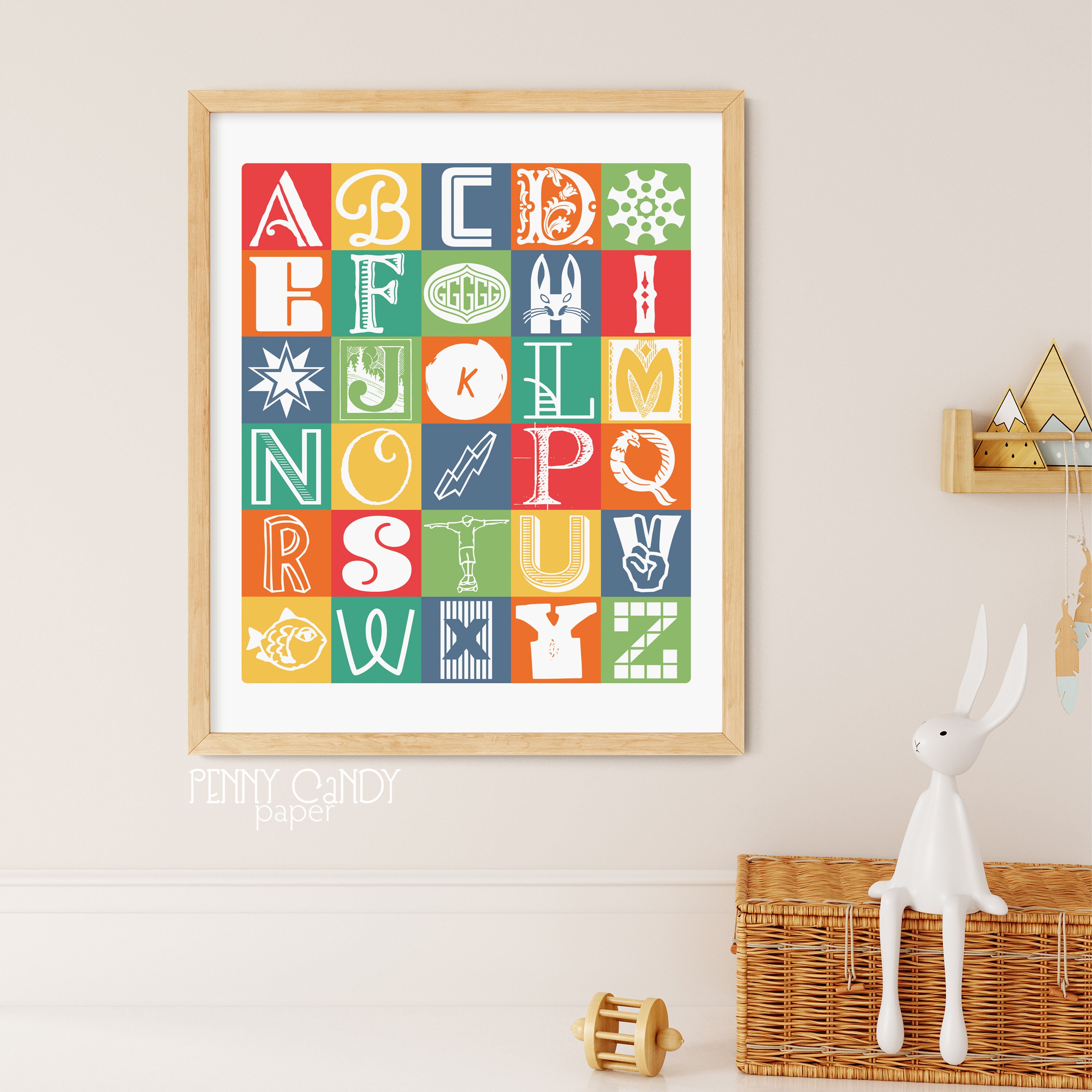 Kids Alphabet Poster, ABC Poster Printable, Colorful Playroom Art, ABC ...