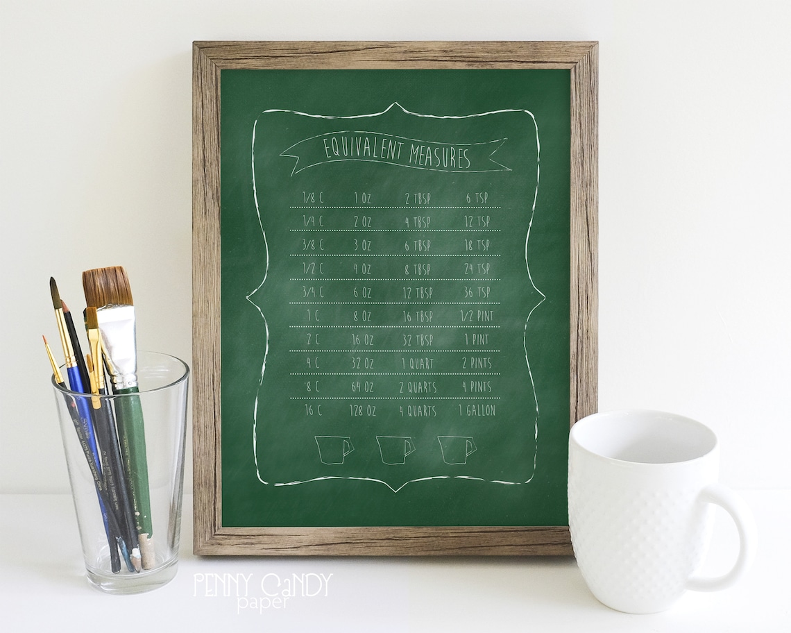 Cooking Chart, Printable Kitchen Conversions, Kitchen Measurements ...