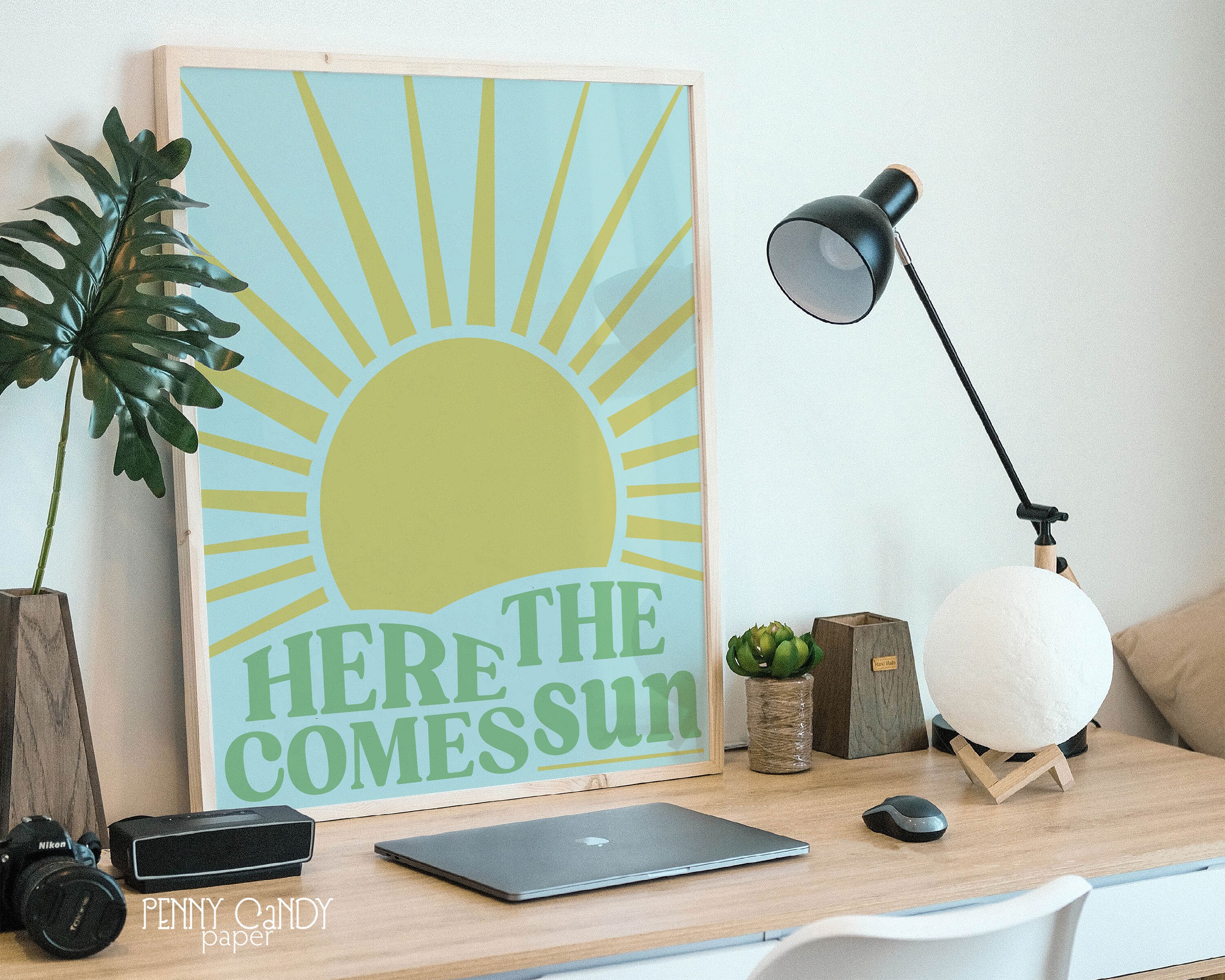 Kids Sun Printable, Here Comes the Sun, Boho Sun Nursery, Fun Kids Wall ...