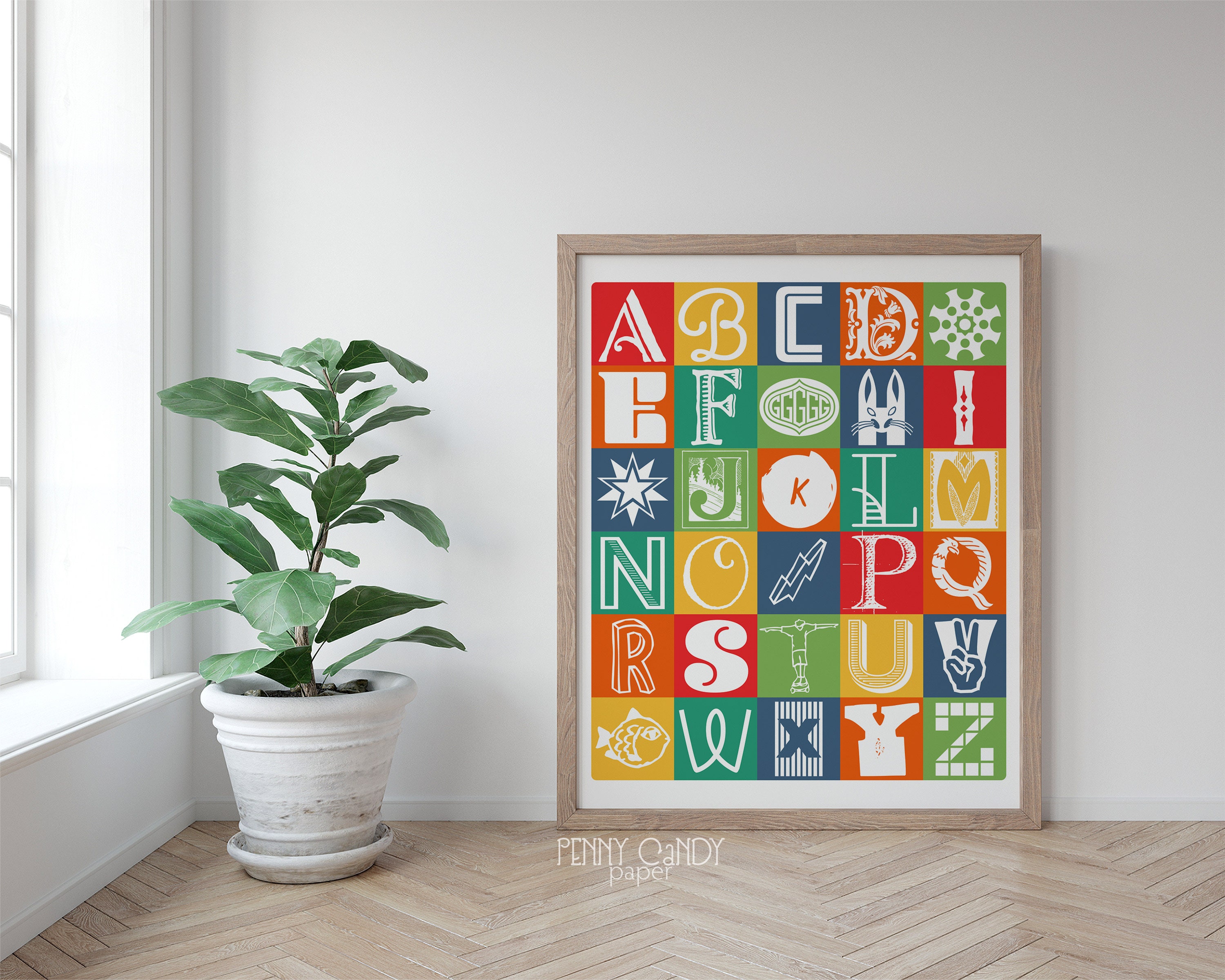Kids Alphabet Poster, ABC Poster Printable, Colorful Playroom Art, ABC ...