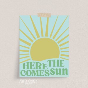 Kids Sun Printable, Here Comes the Sun, Boho Sun Nursery, Fun Kids Wall ...