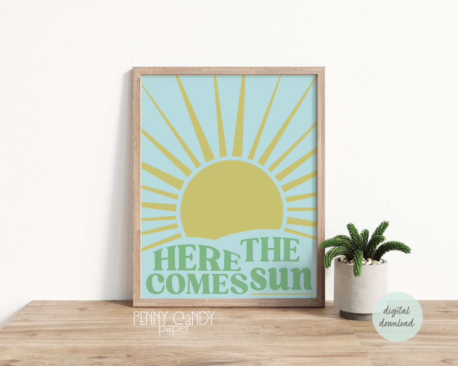 Kids Sun Printable, Here Comes the Sun, Boho Sun Nursery, Fun Kids Wall ...