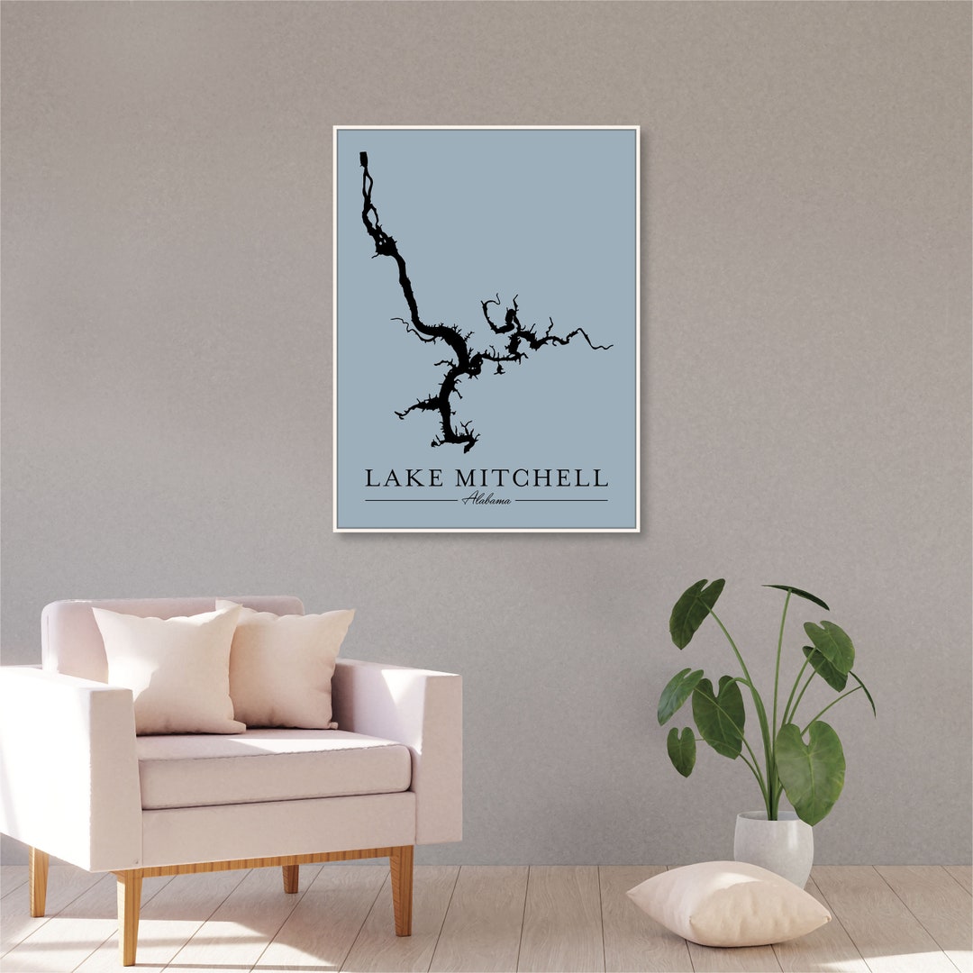 Lake Mitchell Map on Canvas the Perfect Lake House Decor - Etsy