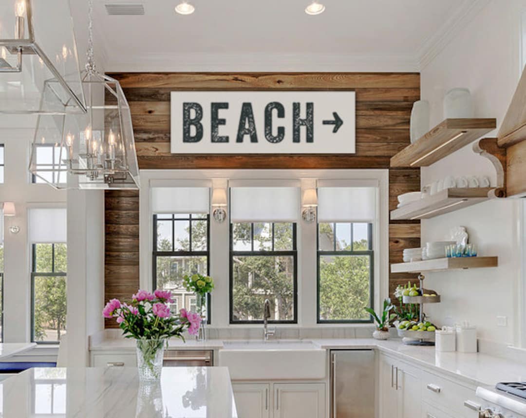 Rustic BEACH Sign With Arrow, Beach House Decor, Rustic Beach Decor ...