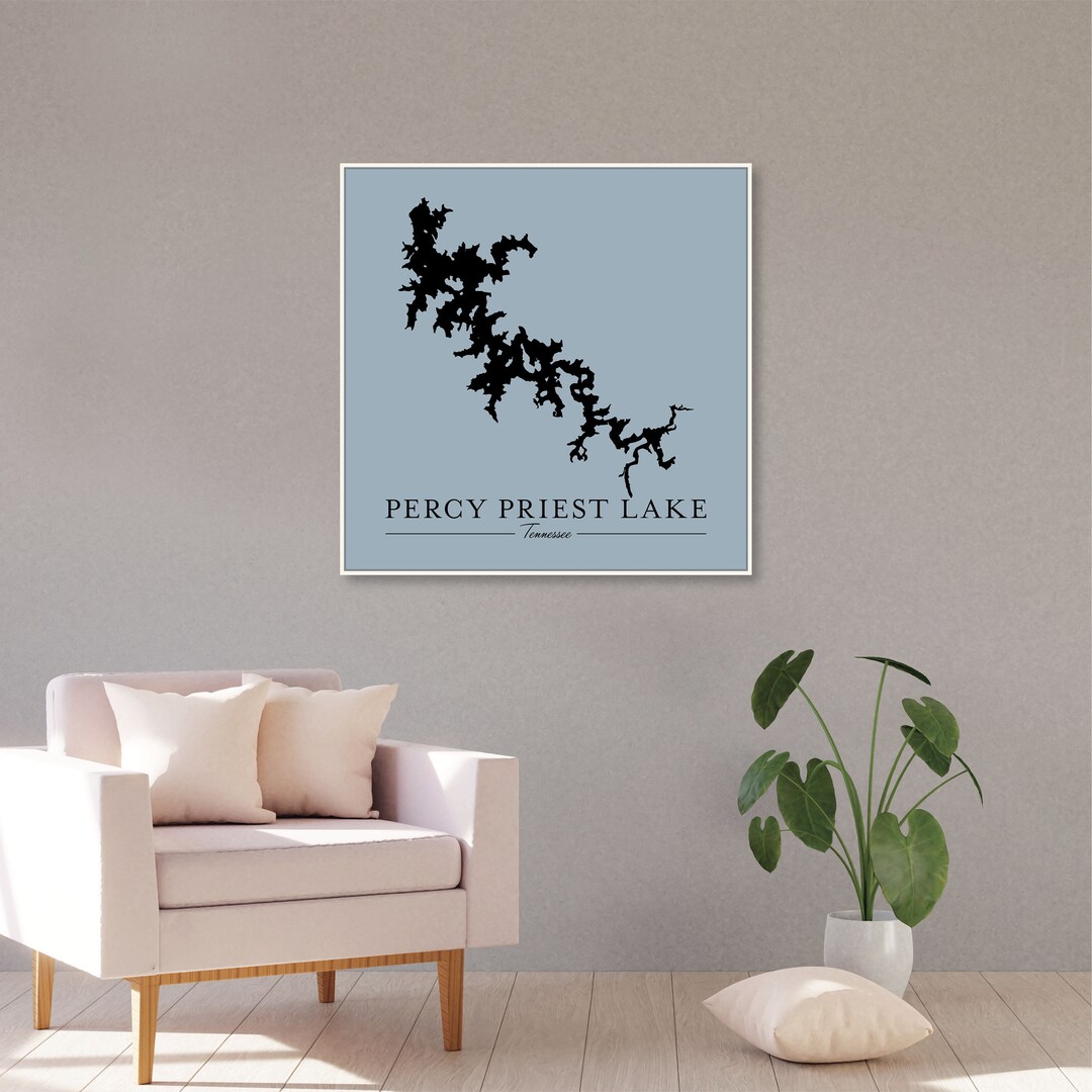Percy Priest Lake Map on Canvas the Perfect Lake House Decor - Etsy