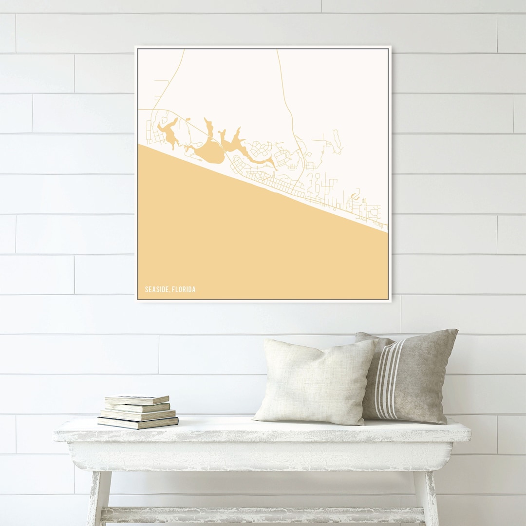 Map of Seaside on Canvas Seaside Florida Beach Map the - Etsy