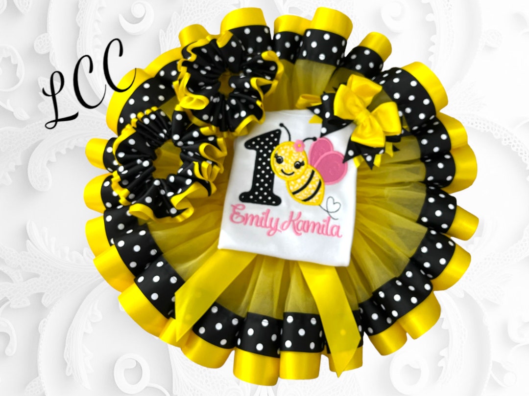 Bumble Bee Birthday Tutu Set: Polka Dot Ribbon, Personalized Top ...