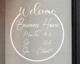 Custom Business Hours Decal Personalized Store Front Sign Open Closed ...