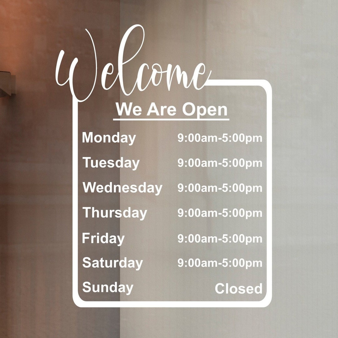 Custom Business Hours Sign, Storefront Window Decal - Etsy