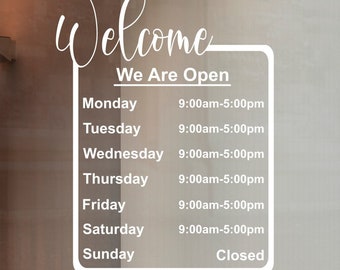 Custom Business Hours Decal Personalized Store Front Sign Open Closed ...