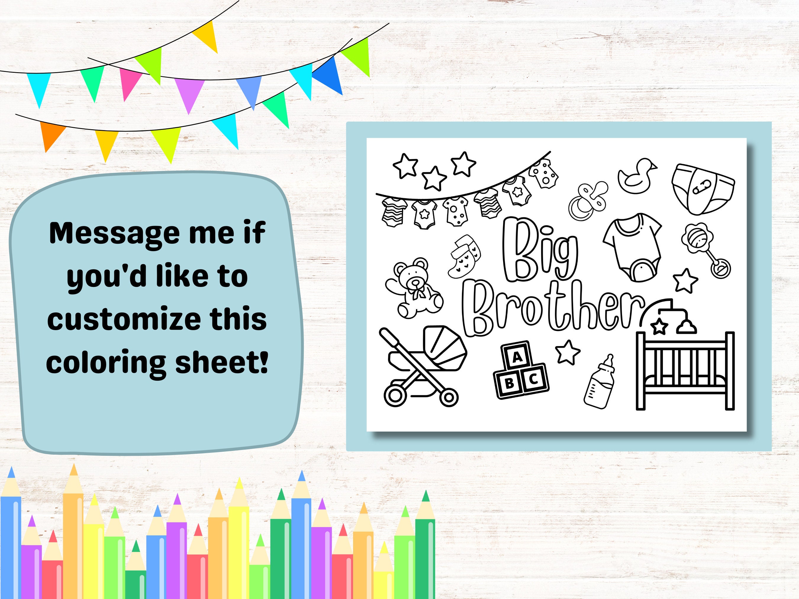 Big Brother Coloring Pages for Kids Single Printable Coloring - Etsy